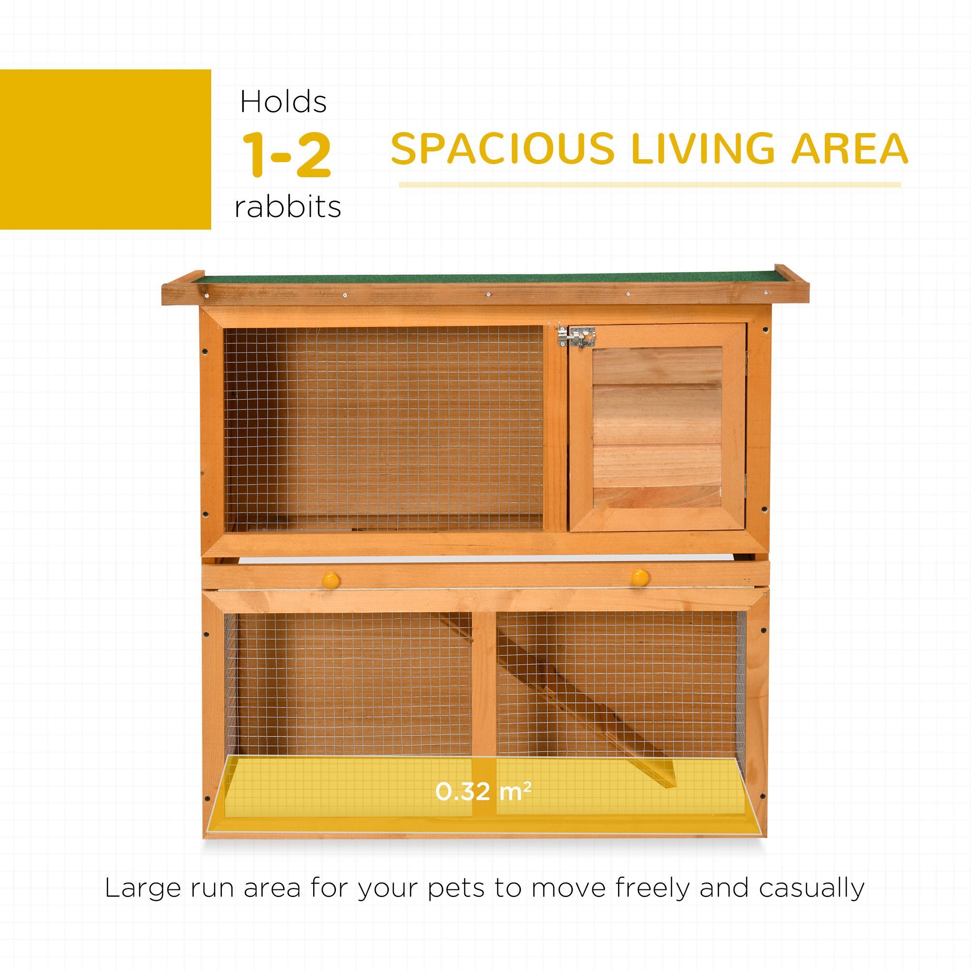 Pawhut 2-tier Rabbit Hutch Wooden Guinea Pig Hutch Double Decker Pet ...