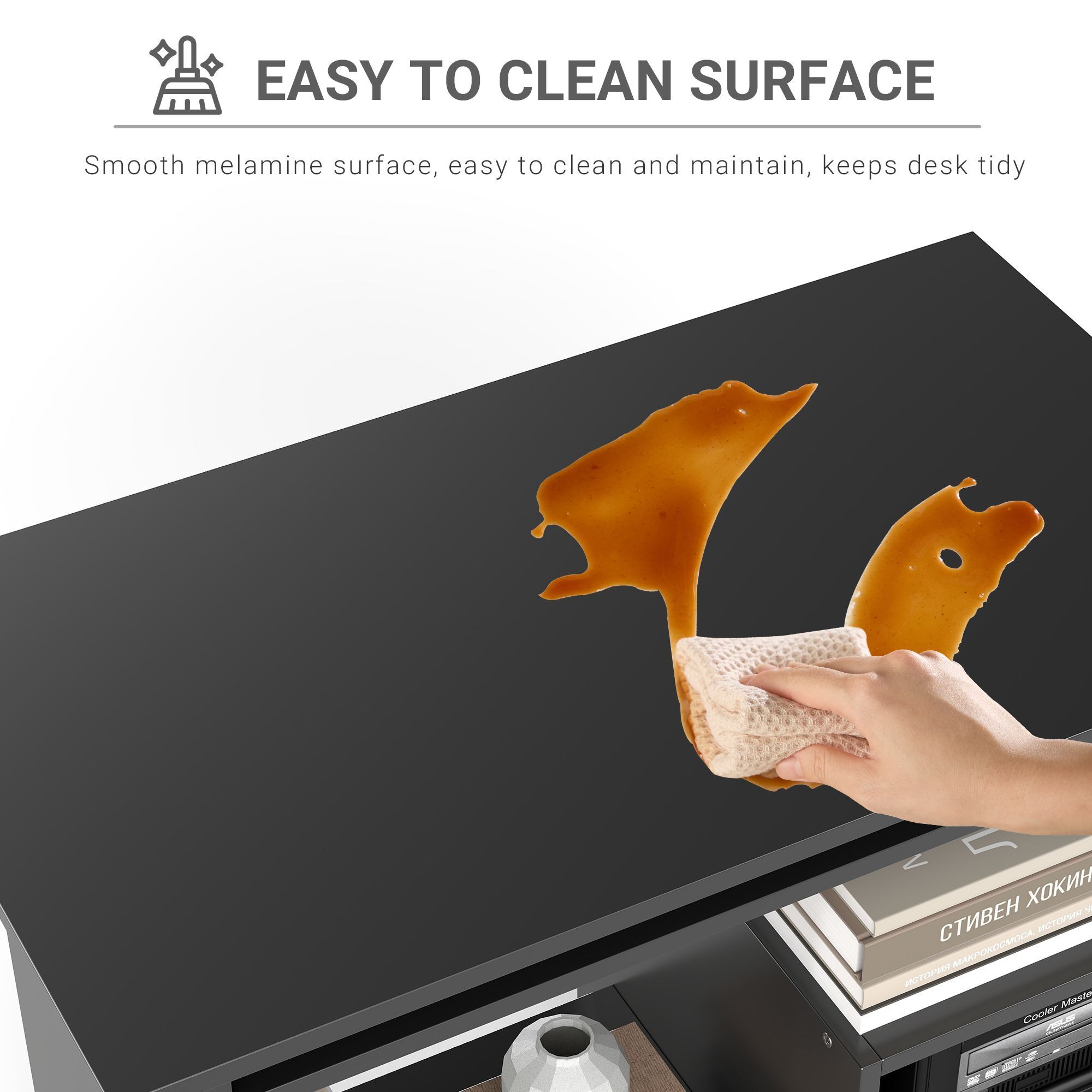 Homcom Compact Small Computer Pc Table Wooden Desk Keyboard Tray ...