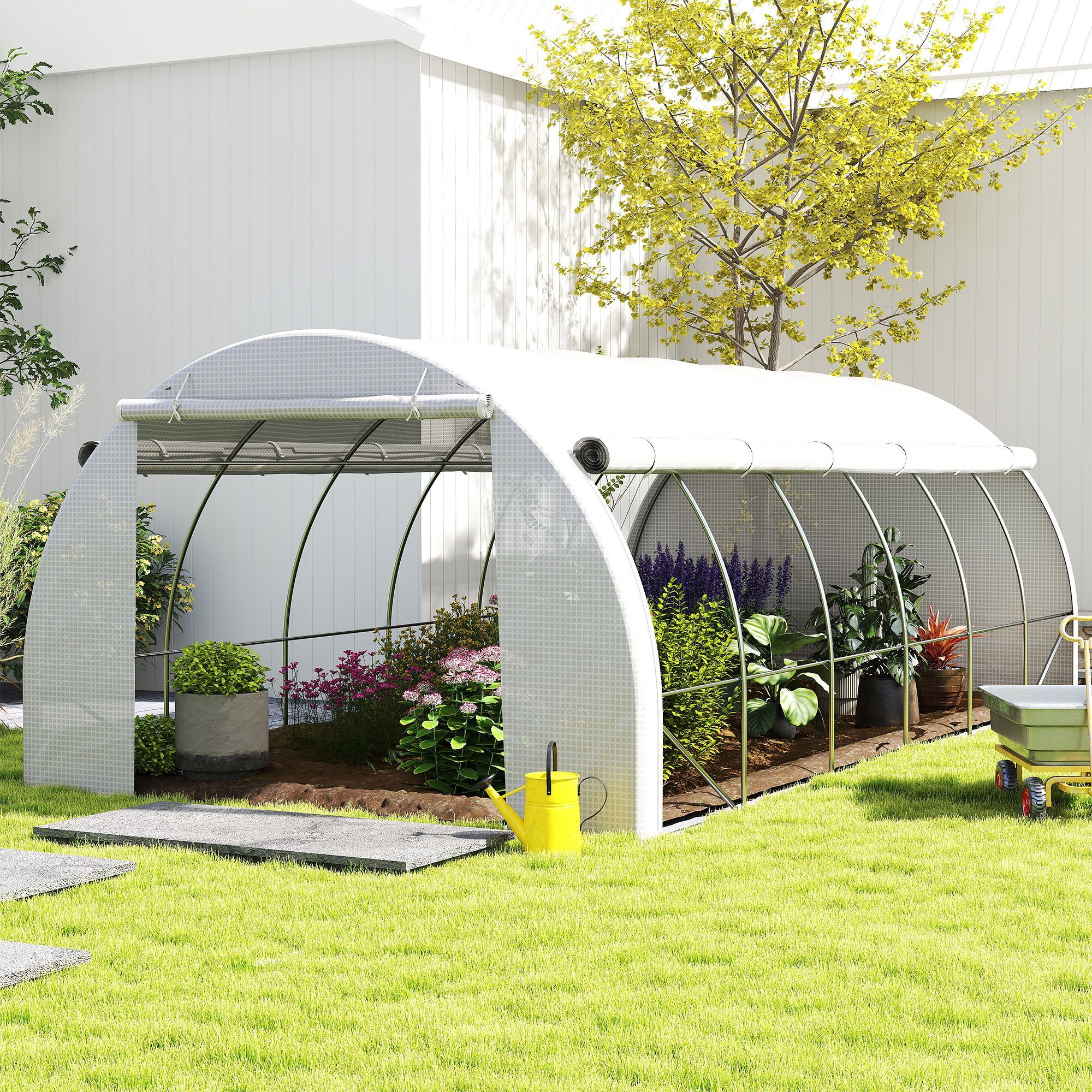 Outsunny 6 X 3 X 2 M Polytunnel Greenhouse, Walk In Pollytunnel Tent ...