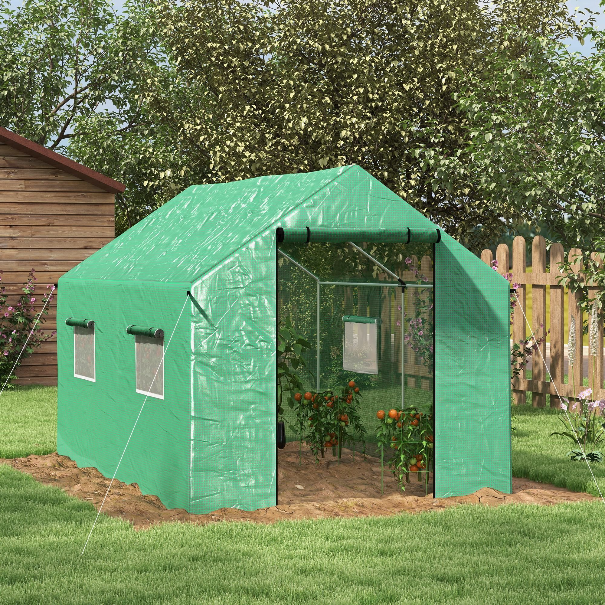 Outsunny Polyethylene Walk-in Polytunnel Greenhouse, 2 X 3(m), Green ...