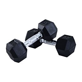 Homcom Rubber Hex Dumbbells, Sports Hex Weights Sets, Home Gym Fitness ...