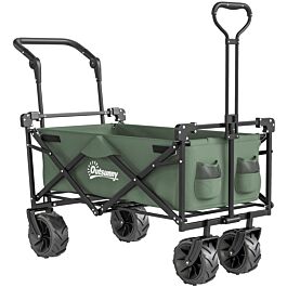 Outsunny Folding Trolley Cart Storage Wagon Beach Trailer 4 Wheels With ...